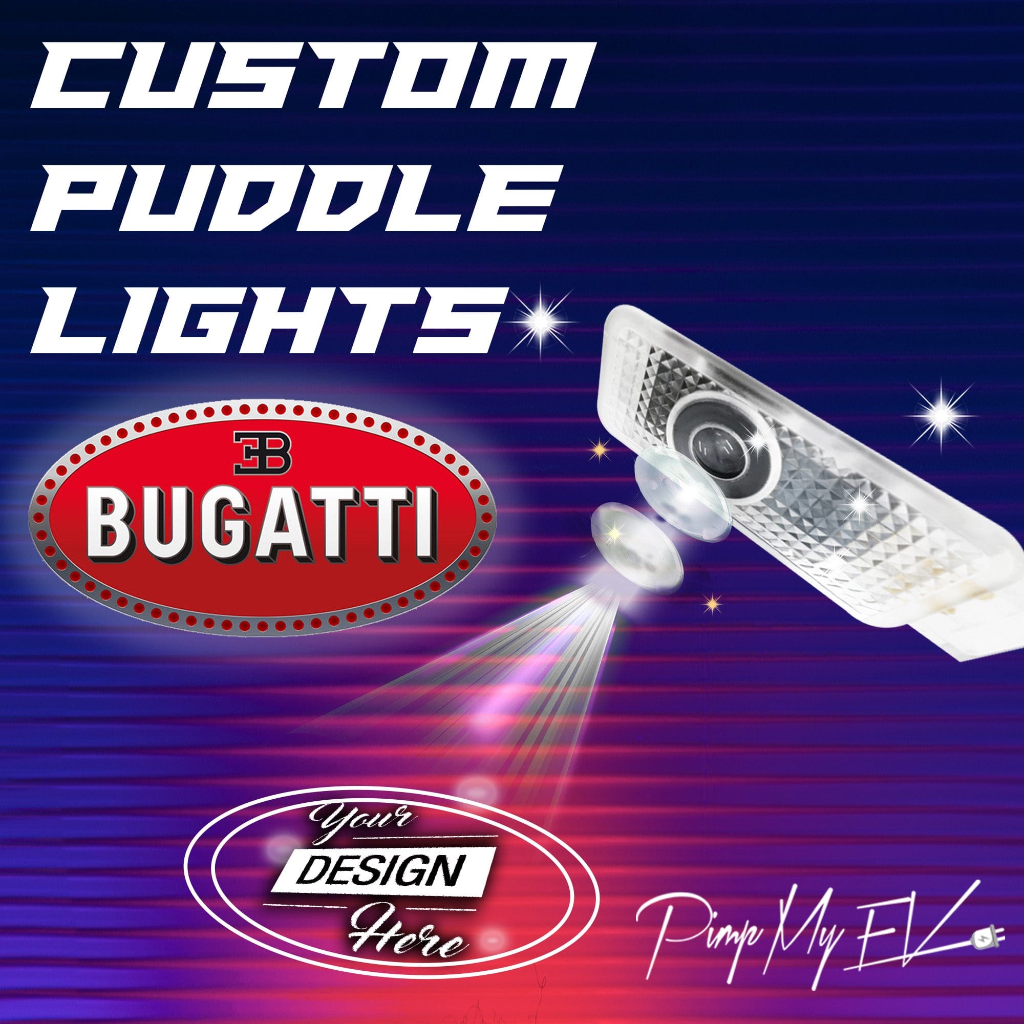 Custom LED Courtesy Door Projector Puddle Lights for Bugatti - PimpMyEV