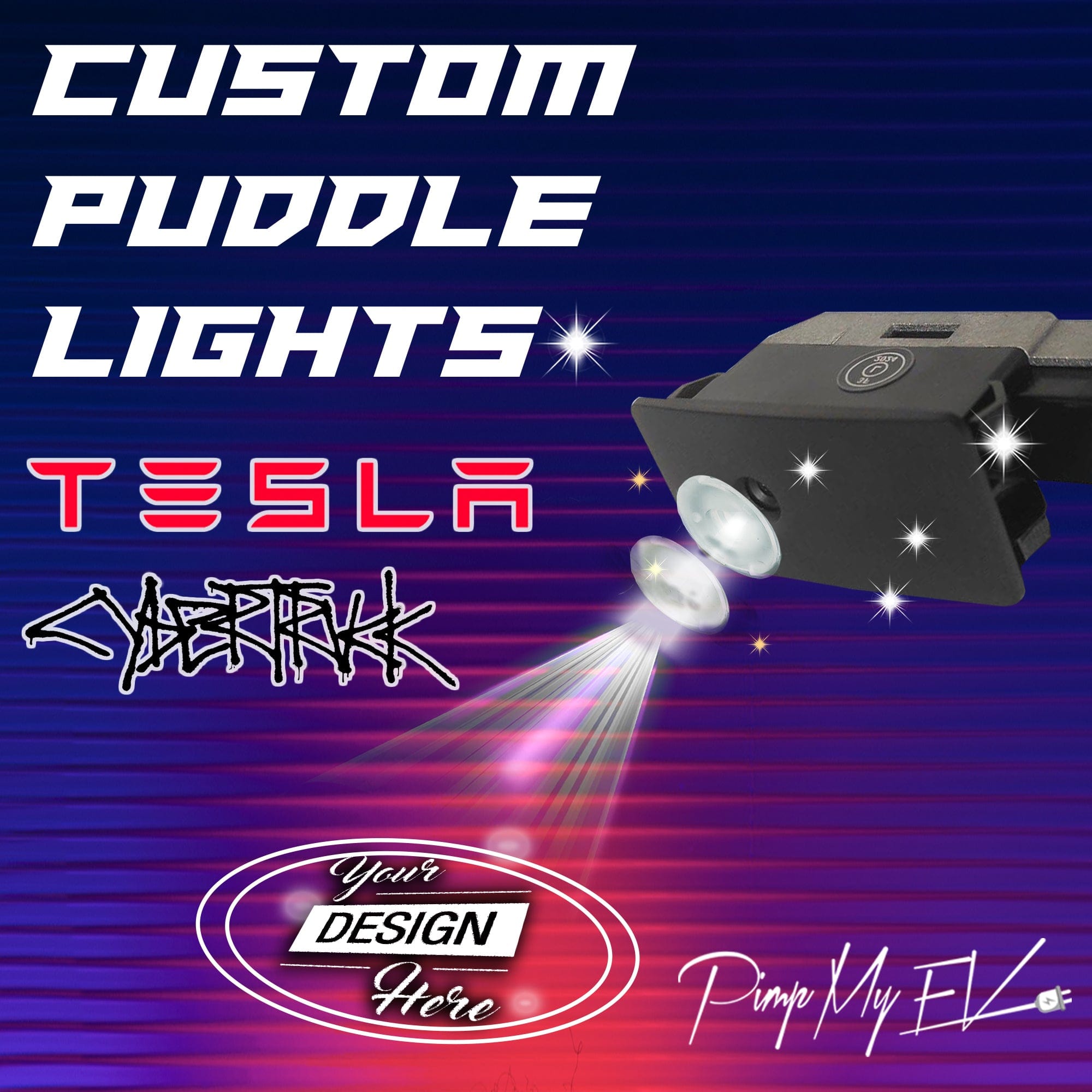 Custom LED Courtesy Door Projector Puddle Lights For Tesla Cybertruck ...