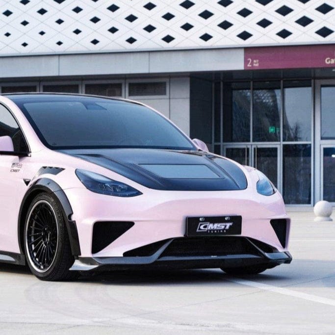 Tesla Model Y Front Lip Carbon Fiber V2 for AWD Performance | Pimp My EV