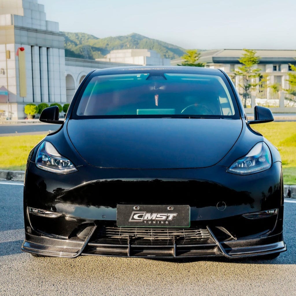 CMST Genuine Carbon Fiber & FRP Front Lip for Tesla Model Y AWD Perfor ...