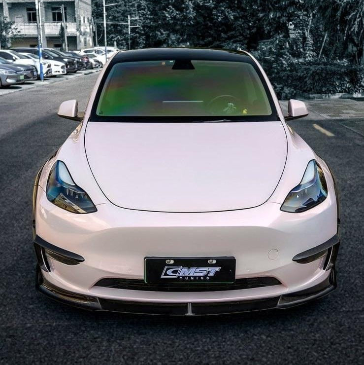 Tesla Model Y Front Spoiler Lip V1 - CMST Carbon Fiber | Pimp My EV