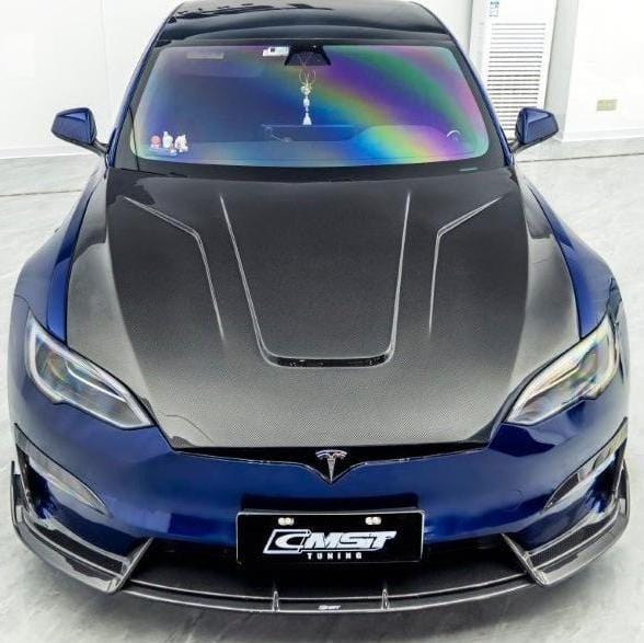 CMST Genuine Carbon Fiber & FRP Hood V2 for Tesla Model S 3rd Gen late ...