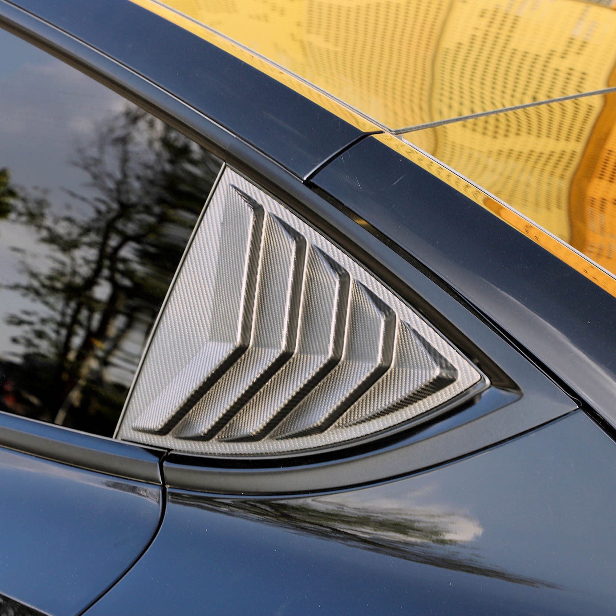 Real Molded Matte Carbon Fiber Rear Quarter Glass Windo Louver Covers ...