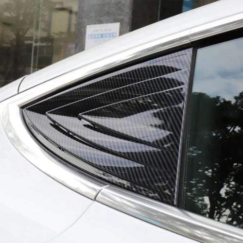 Carbon Fiber Effect Rear Quarter Glass Louvres Trims For Tesla Model 3 ...
