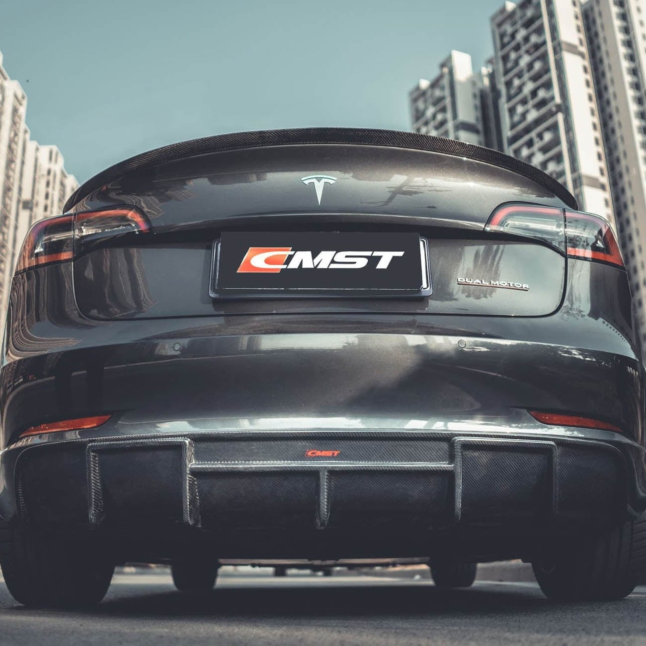CMST Genuine Carbon Fiber Rear Diffuser Tesla Model 3 V1 2017-2023 ...