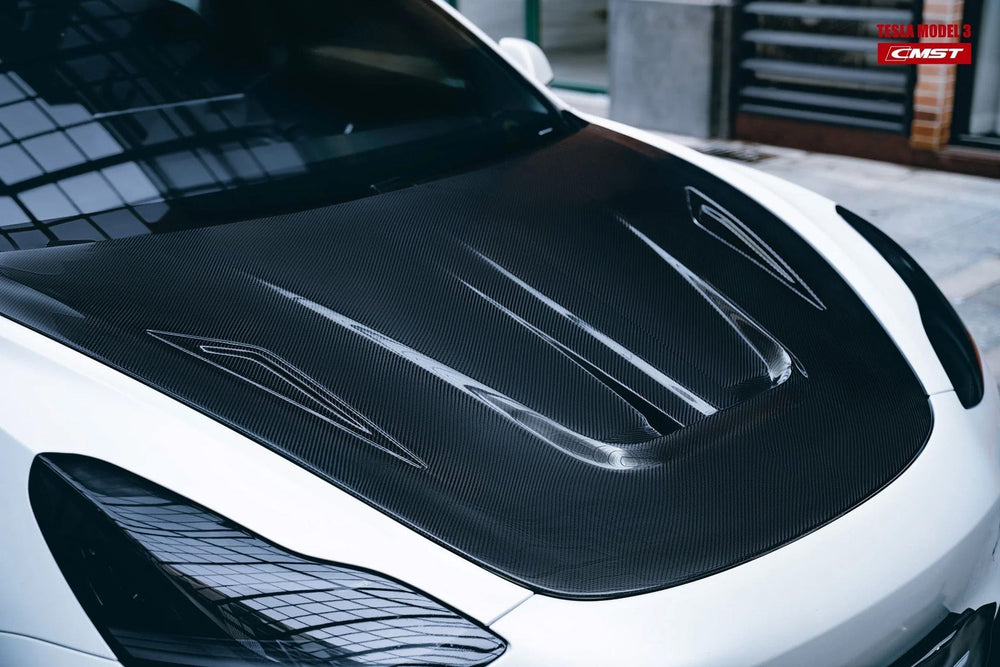 CMST Genuine Carbon Fiber Hood Bonnet V1 for Tesla Model 3 2017-2023 ...