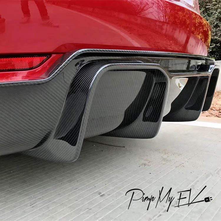Real Gloss Carbon Fiber Diffuser For Tesla Model 3 2017-2023